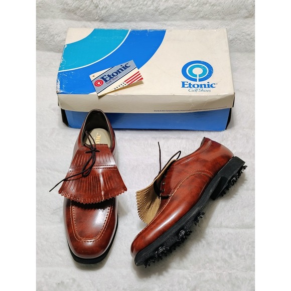 etonic | Shoes | Etonic Vintage Wingtip Brown Leather Mens Golf Shoes ...